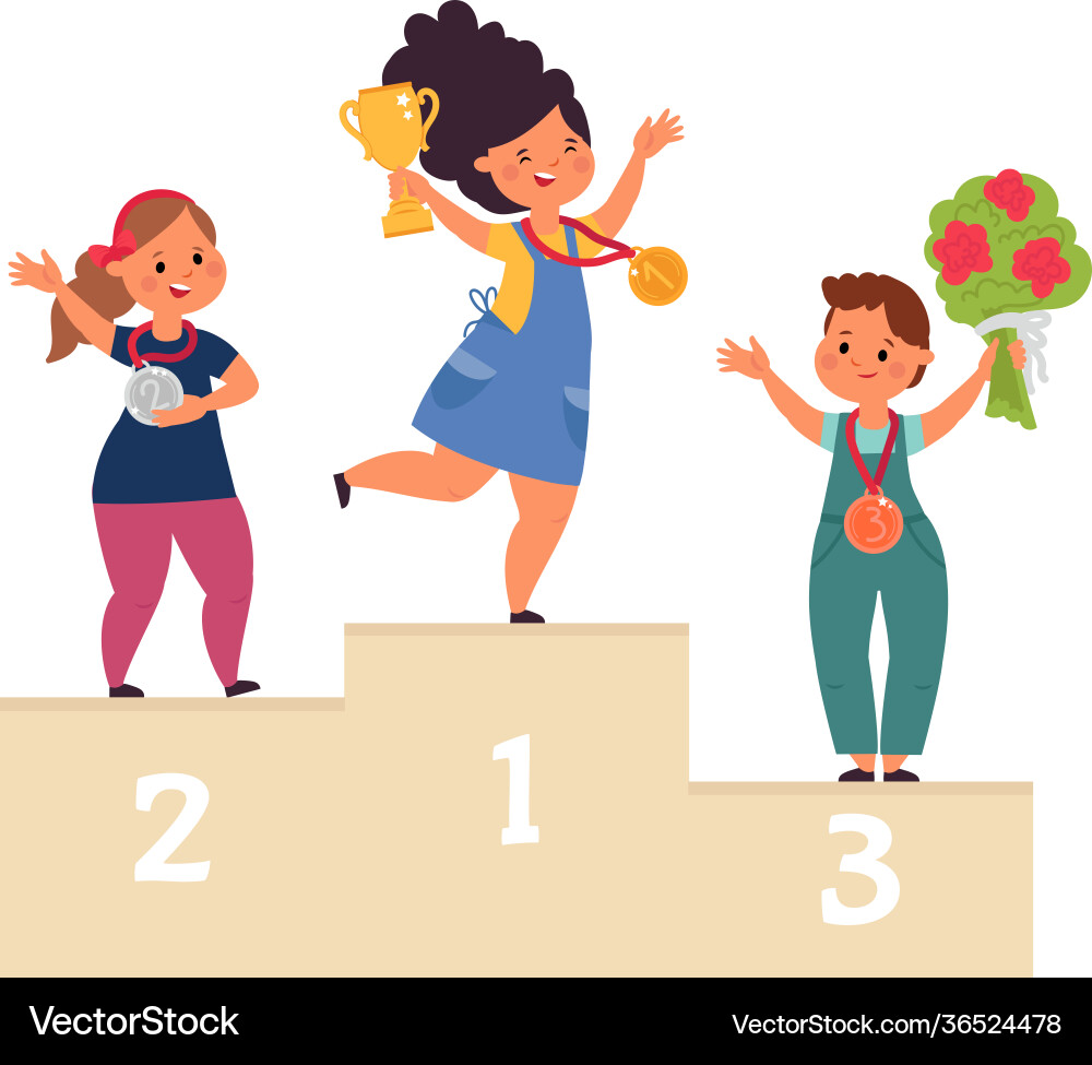 Kids winners child win competition winner Vector Image