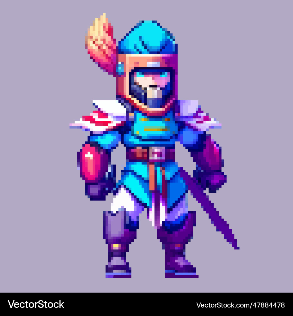Knight warrior pixel art character for 8 bit game Vector Image