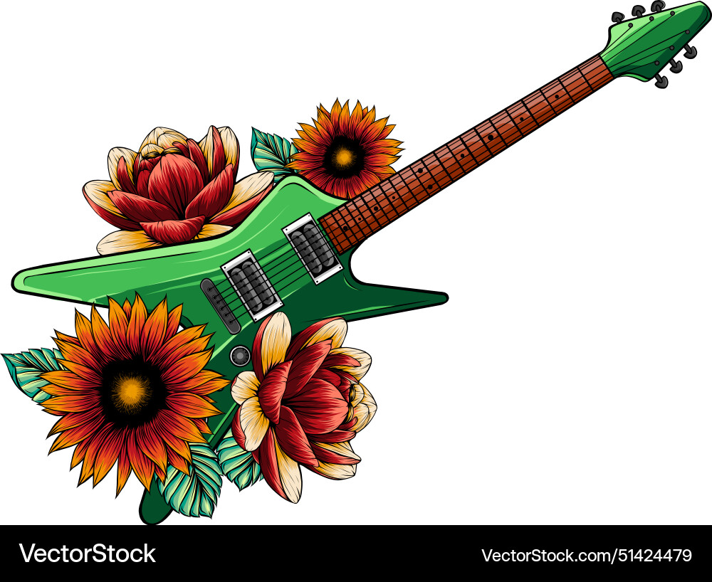 Draw colorful electric guitar Royalty Free Vector Image