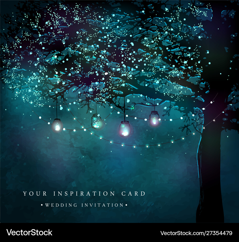 Festive Garden Lights Party Invitation Royalty Free Vector