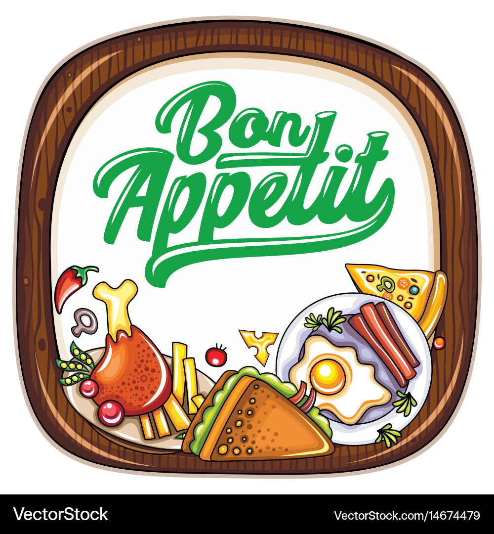 Food frame kitchen wooden chopping board bon Vector Image