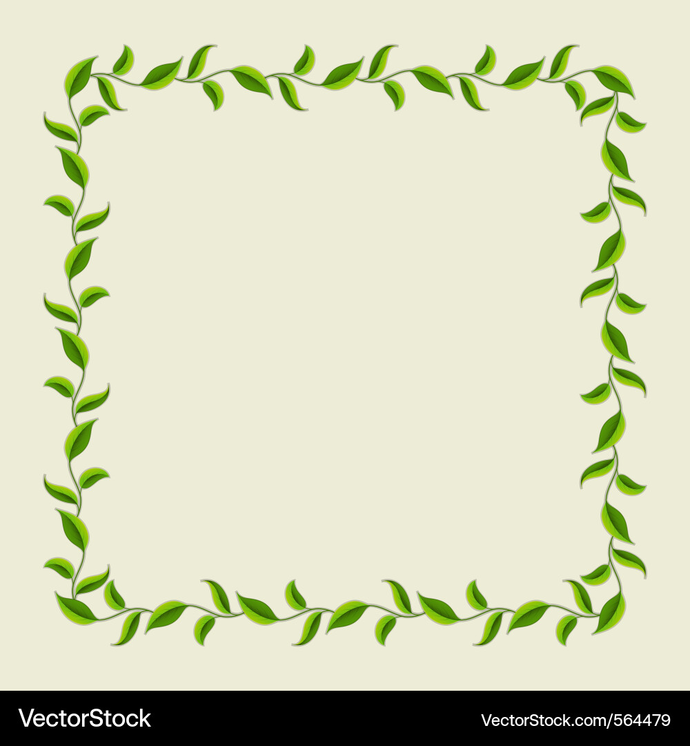 Green Leaf Border Frame Royalty Free Vector Image