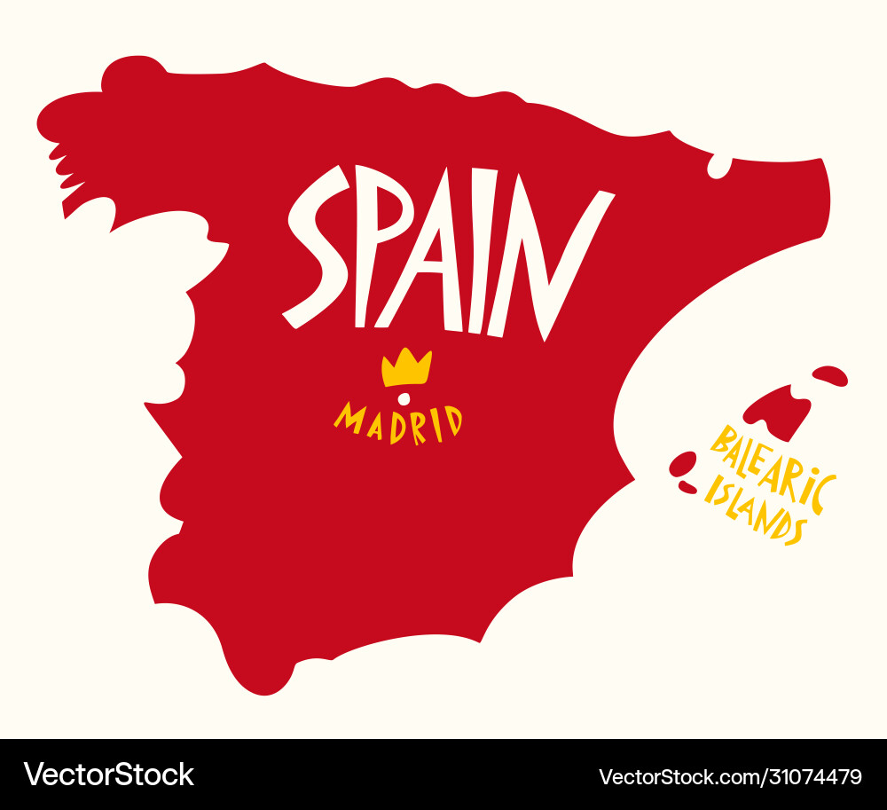 Hand drawn stylized map spain travel Royalty Free Vector