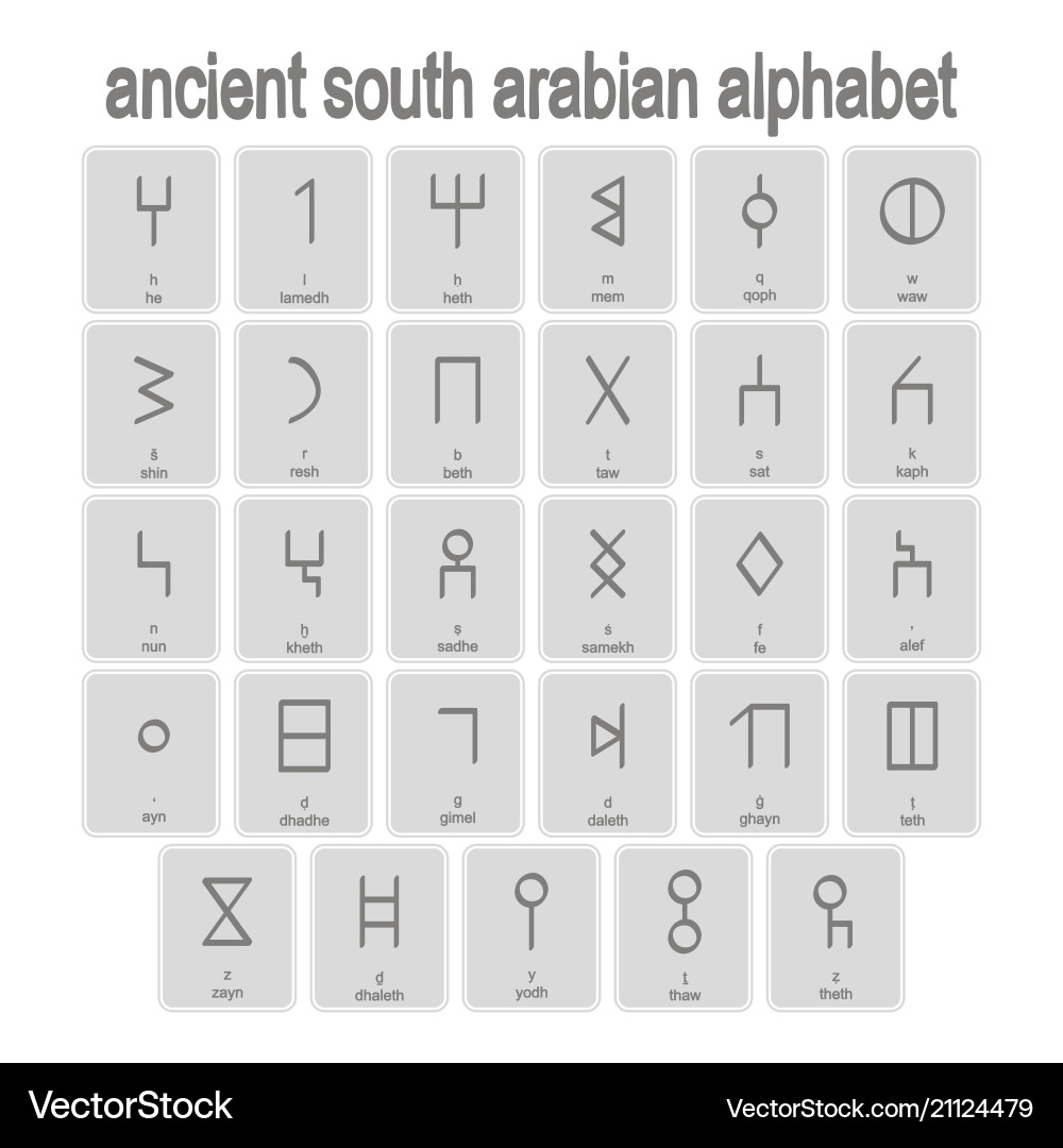 Icons with ancient south arabian alphabet Vector Image