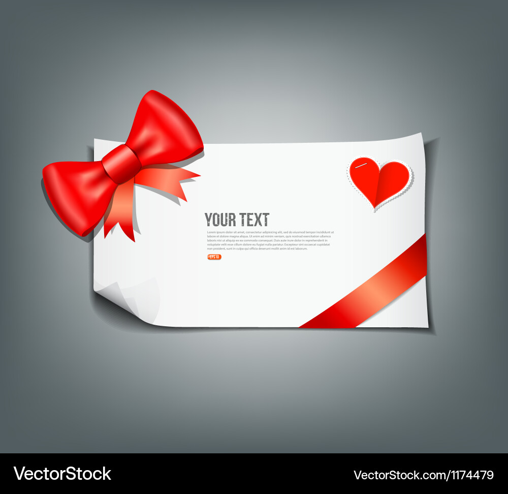 Red ribbon and white paper design background Vector Image