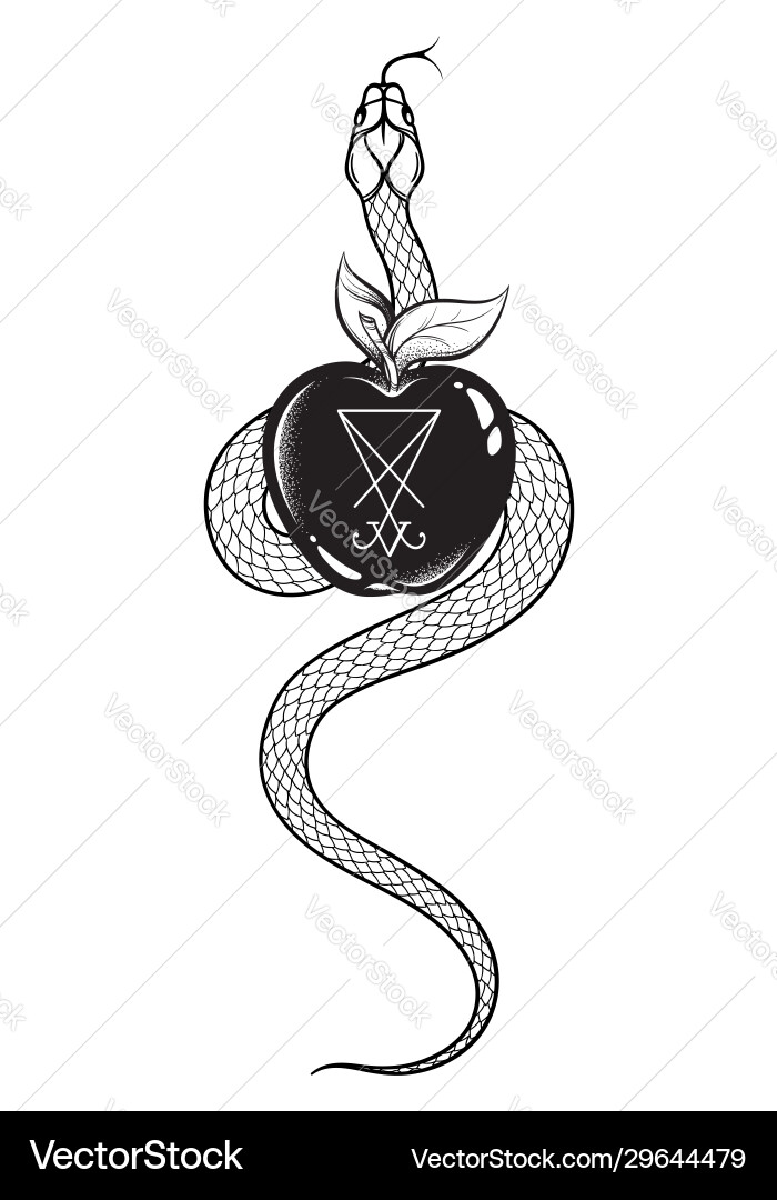 Serpent with forbidden fruit Royalty Free Vector Image