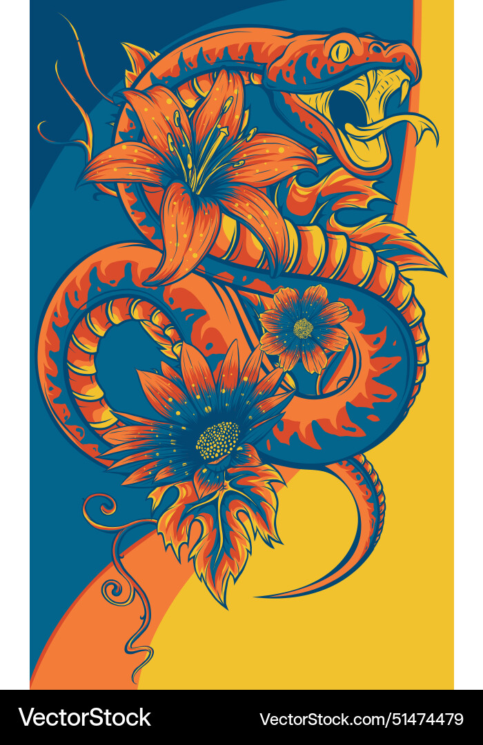 Snake with flower Royalty Free Vector Image - VectorStock