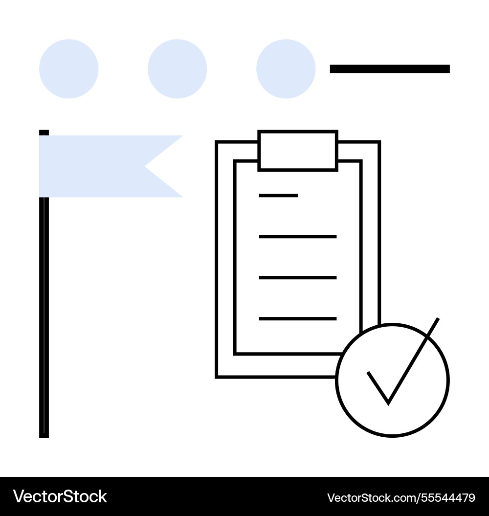 Task completion with checklist flag and progress Vector Image