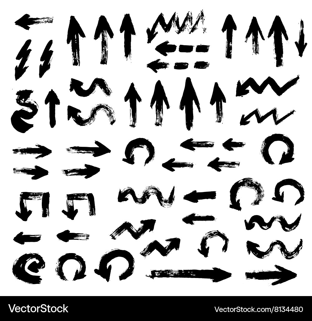 Big set of painted arrows Royalty Free Vector Image