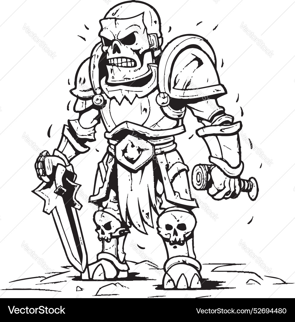 Dreadful defender zombie knight soldier black Vector Image