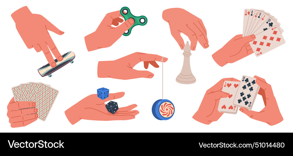 Hands playing games people arms hold different Vector Image