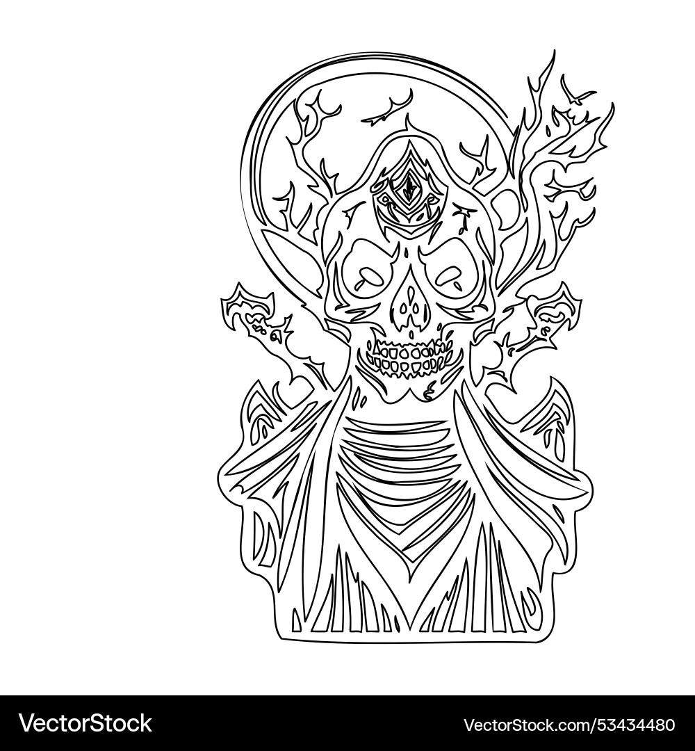 Lich monster outline sketch Royalty Free Vector Image