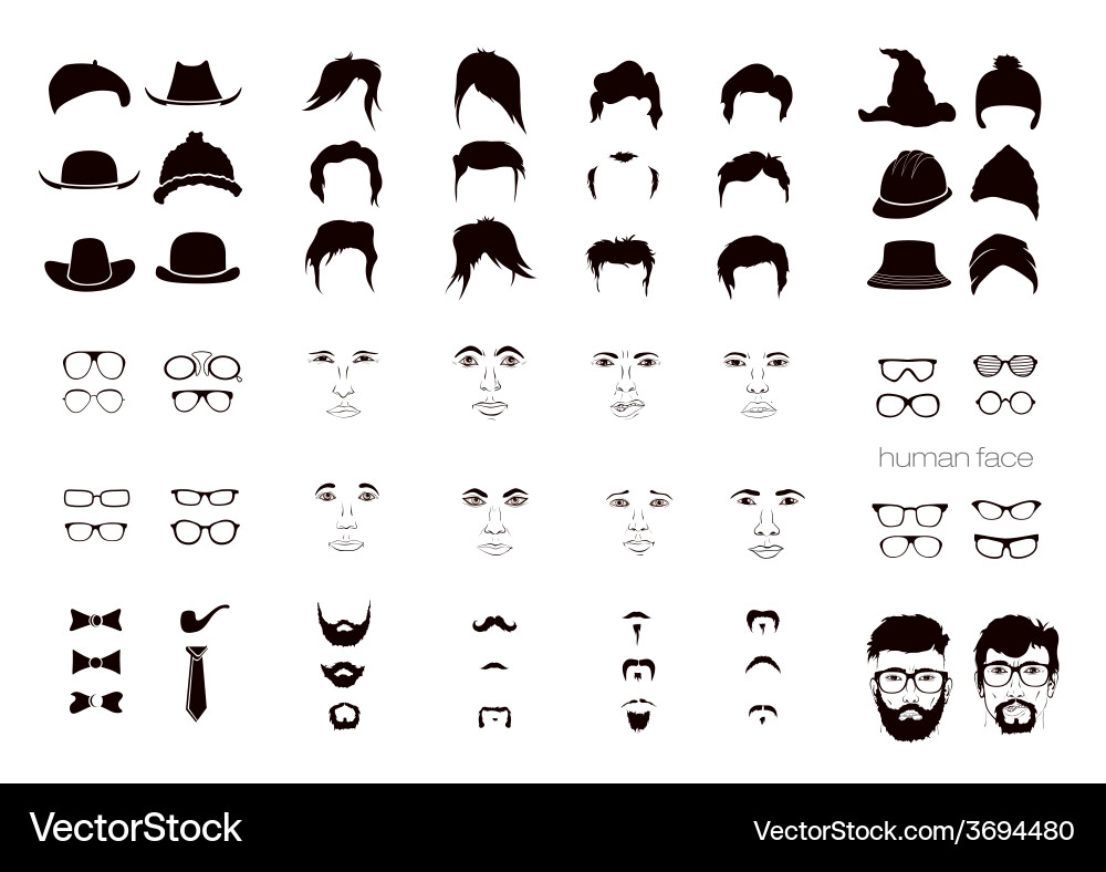 Male Face Elements Royalty Free Vector Image - VectorStock