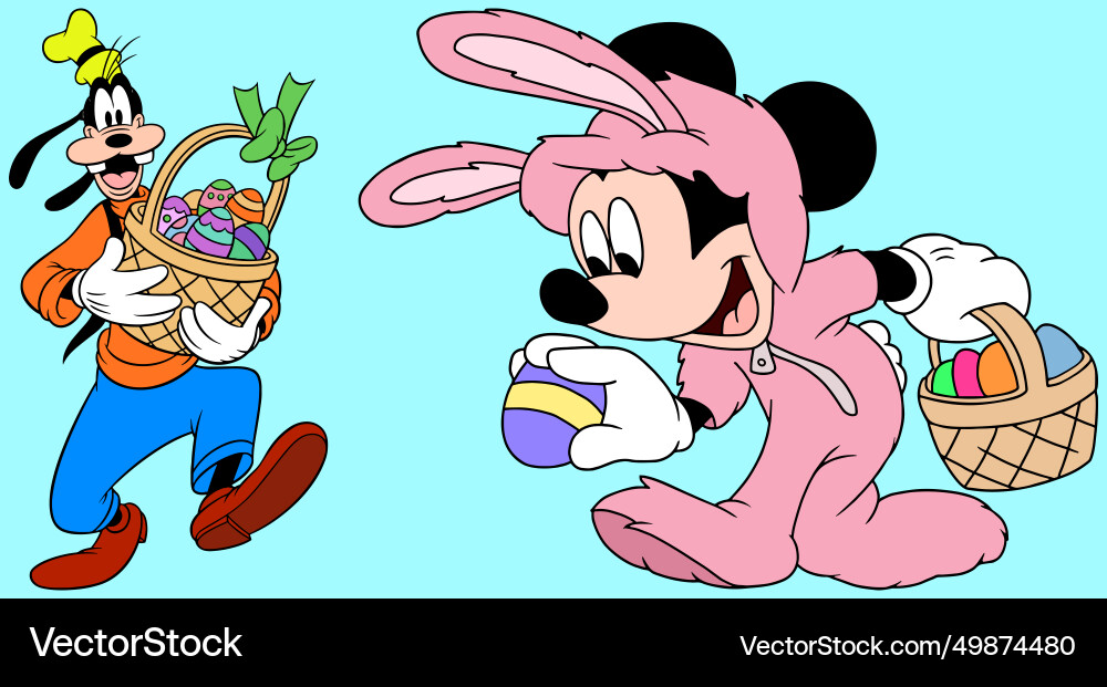 Mickey mouse cartoon easter Royalty Free Vector Image