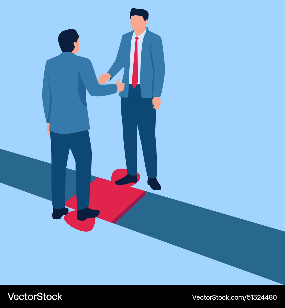 People shaking hands and making bridges metaphor Vector Image