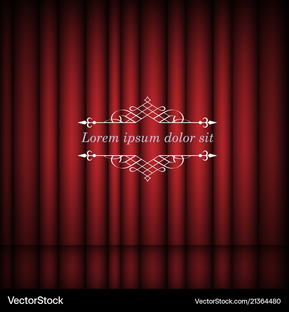 Red curtains and vintage border frame with copy Vector Image