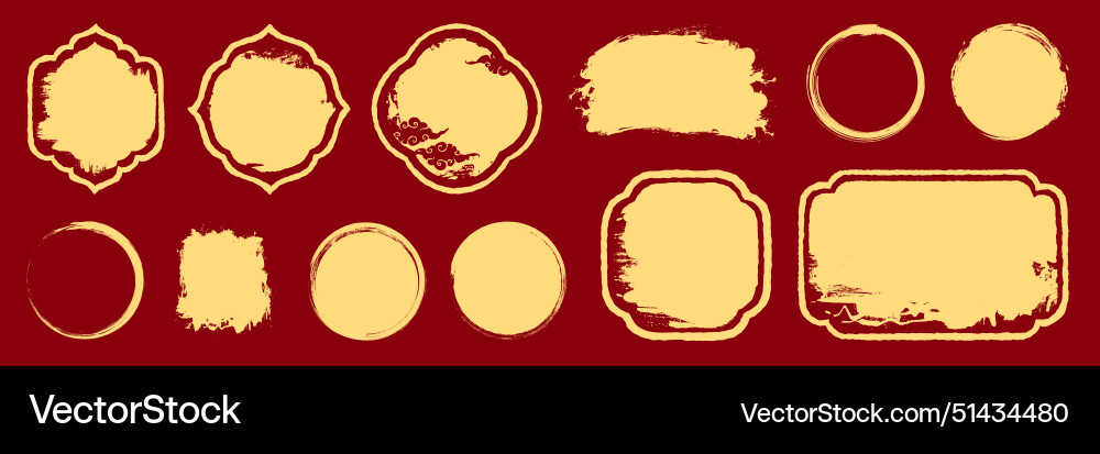 Set of hand drawn traditional chinese frame Vector Image