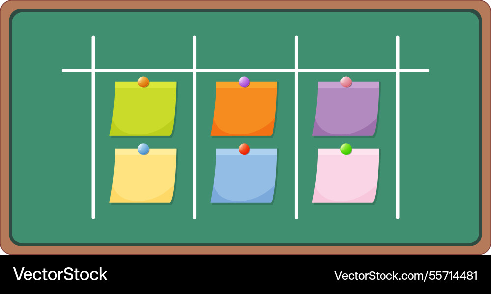 Colorful sticky notes on a green chalkboard Vector Image