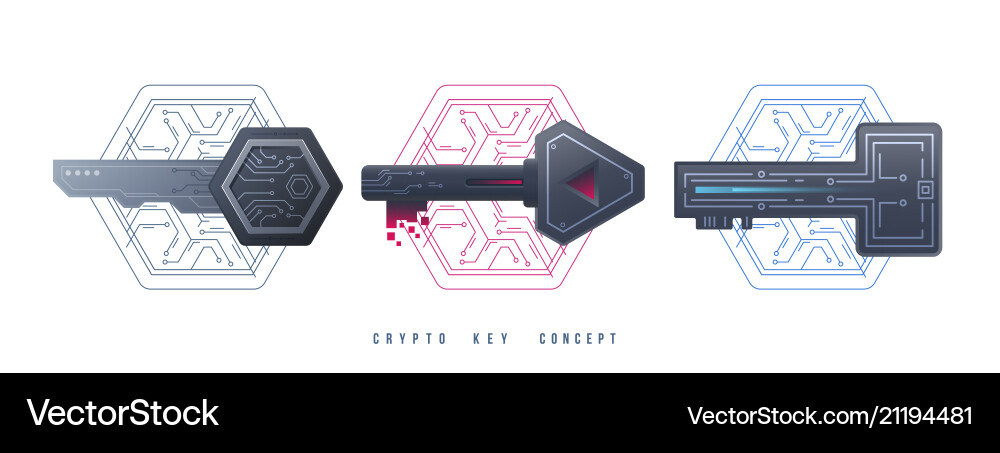 Crypto keys management icons digital graphic Vector Image
