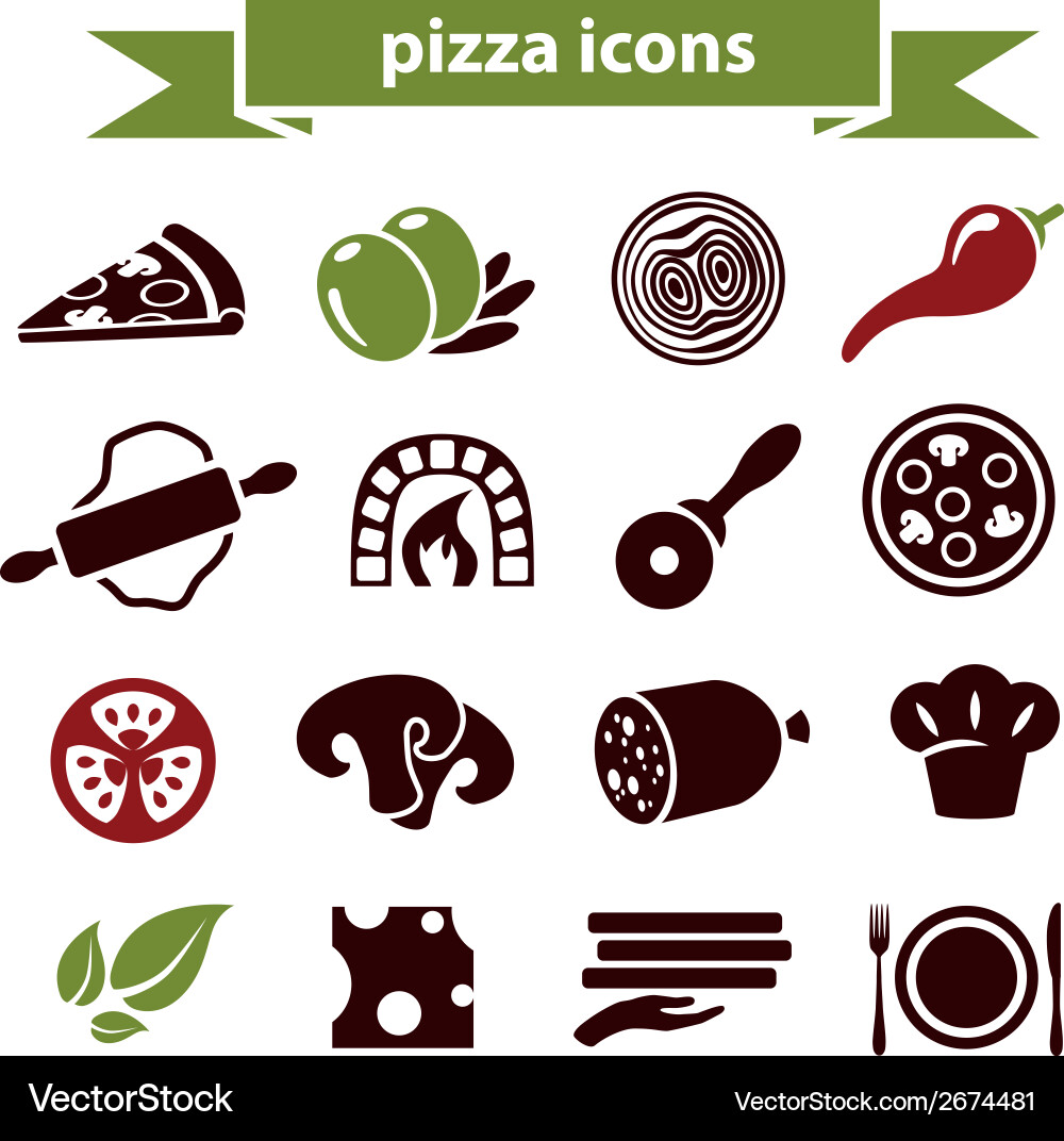 Delicious Pizza Icons Royalty Free Vector Image