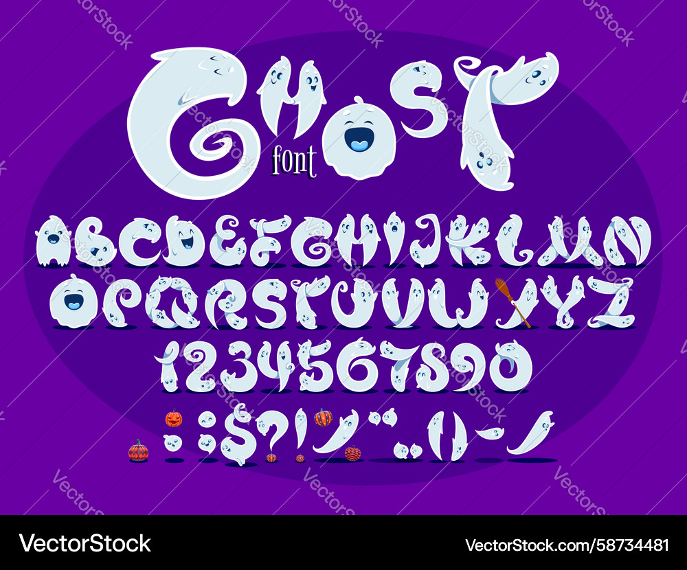 Halloween ghosts font spooky monster typeface Vector Image