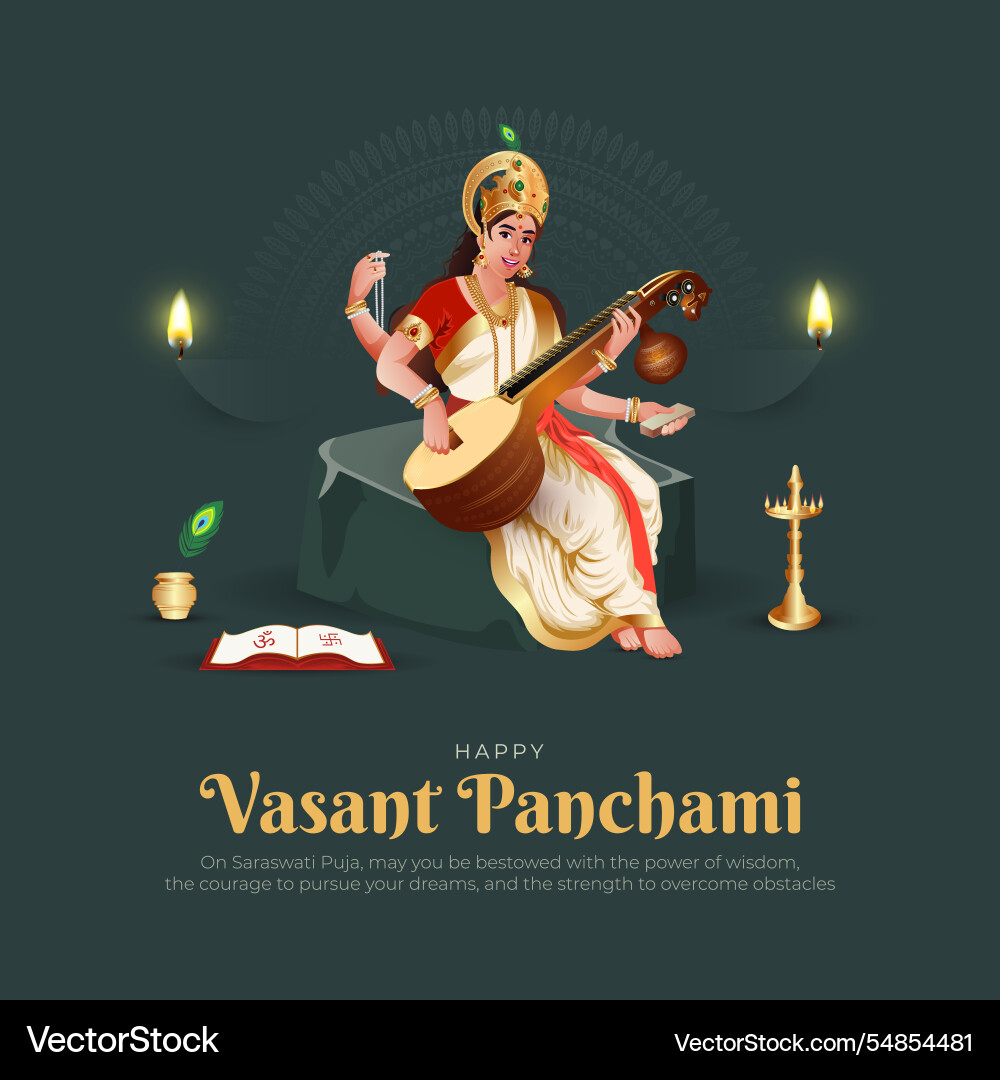 Happy vasant panchami post and flyer Royalty Free Vector