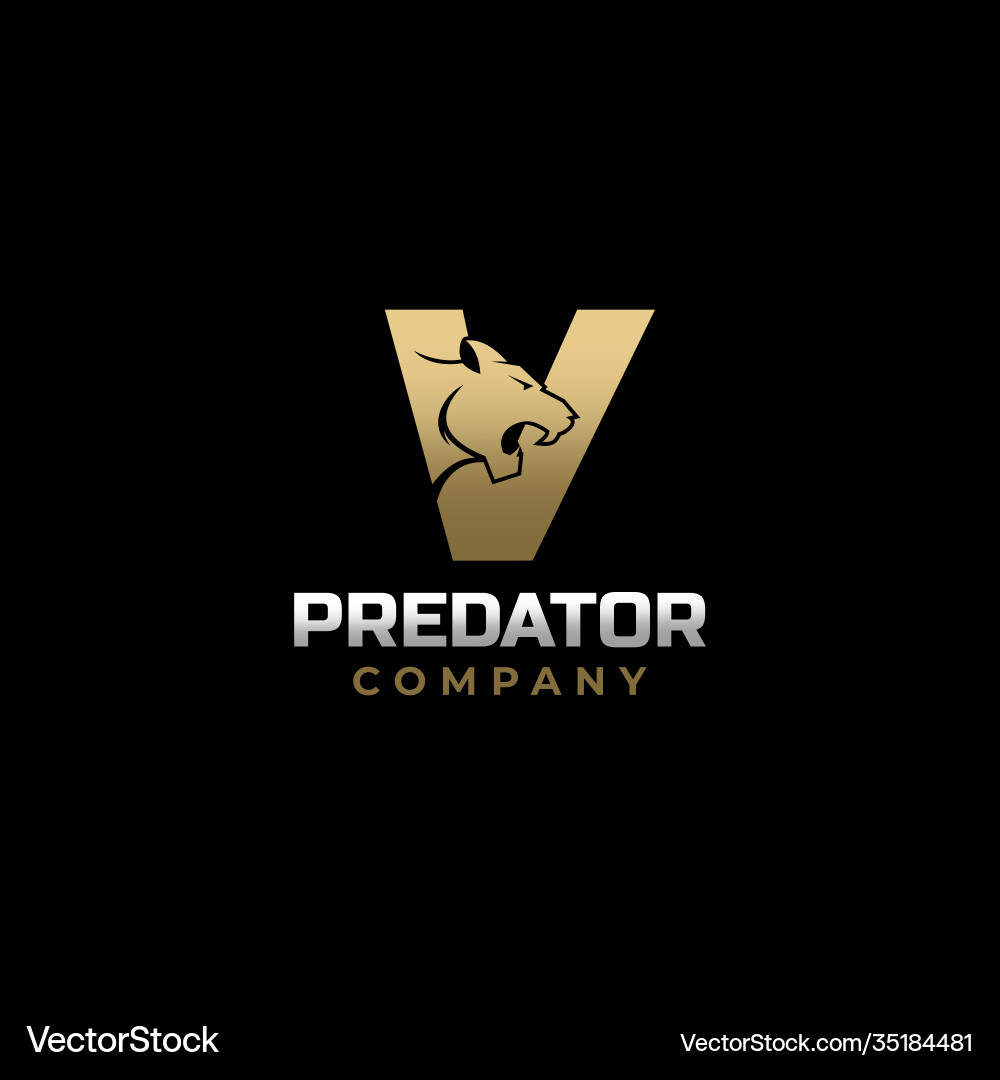 Letter v tiger predator logo design Royalty Free Vector