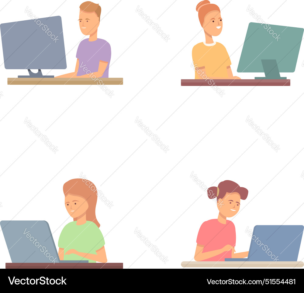 Software development icons set cartoon Royalty Free Vector Software development icons set cartoon Royalty Free Vector