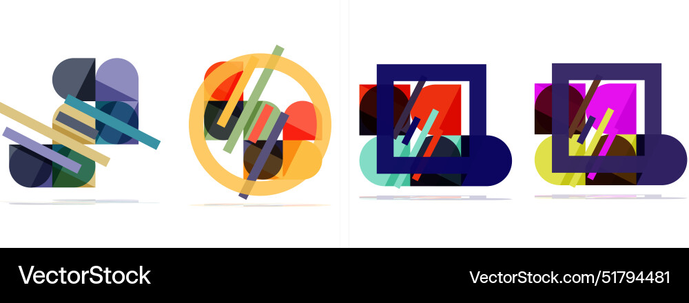 Square and round shape geometric poster set Vector Image