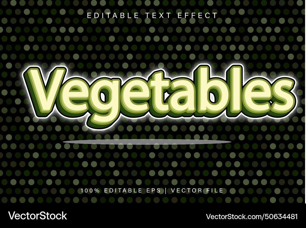 Vegetables editable text effect neon style Vector Image