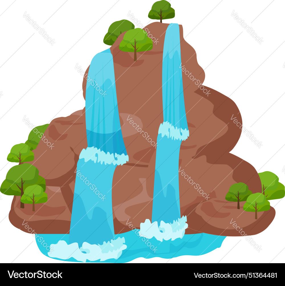 Vibrant of a dual waterfall – Royalty-Free Vector | VectorStock