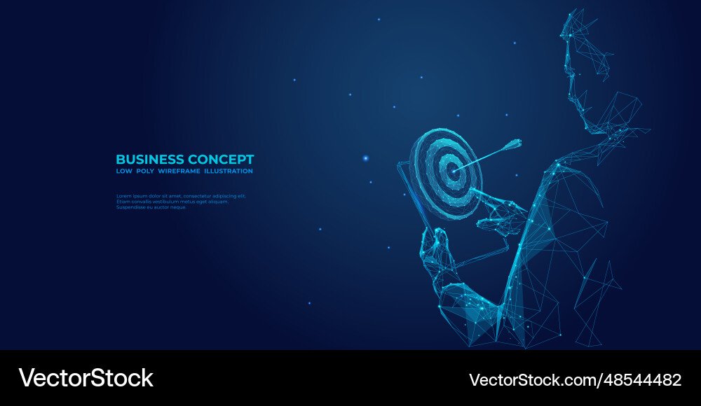 Abstract digital businessman touching target Vector Image