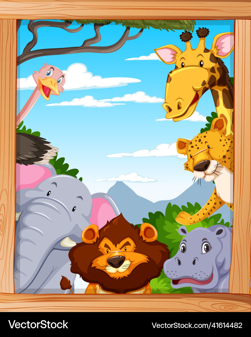 Banner with various wild animals Royalty Free Vector Image