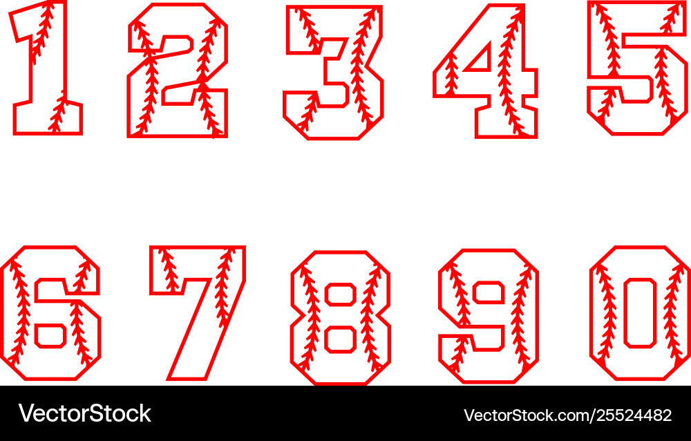 Baseball Numbers - Sport Style Font Royalty Free Vector