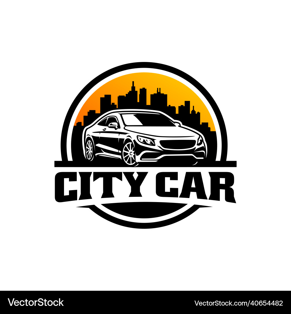 Car with city skyline logo Royalty Free Vector Image