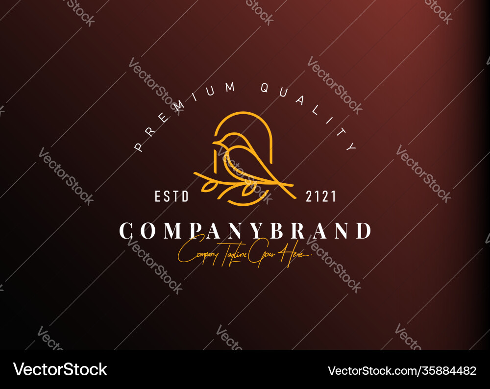 Elegant Bird Perch Logo Royalty Free Vector Image