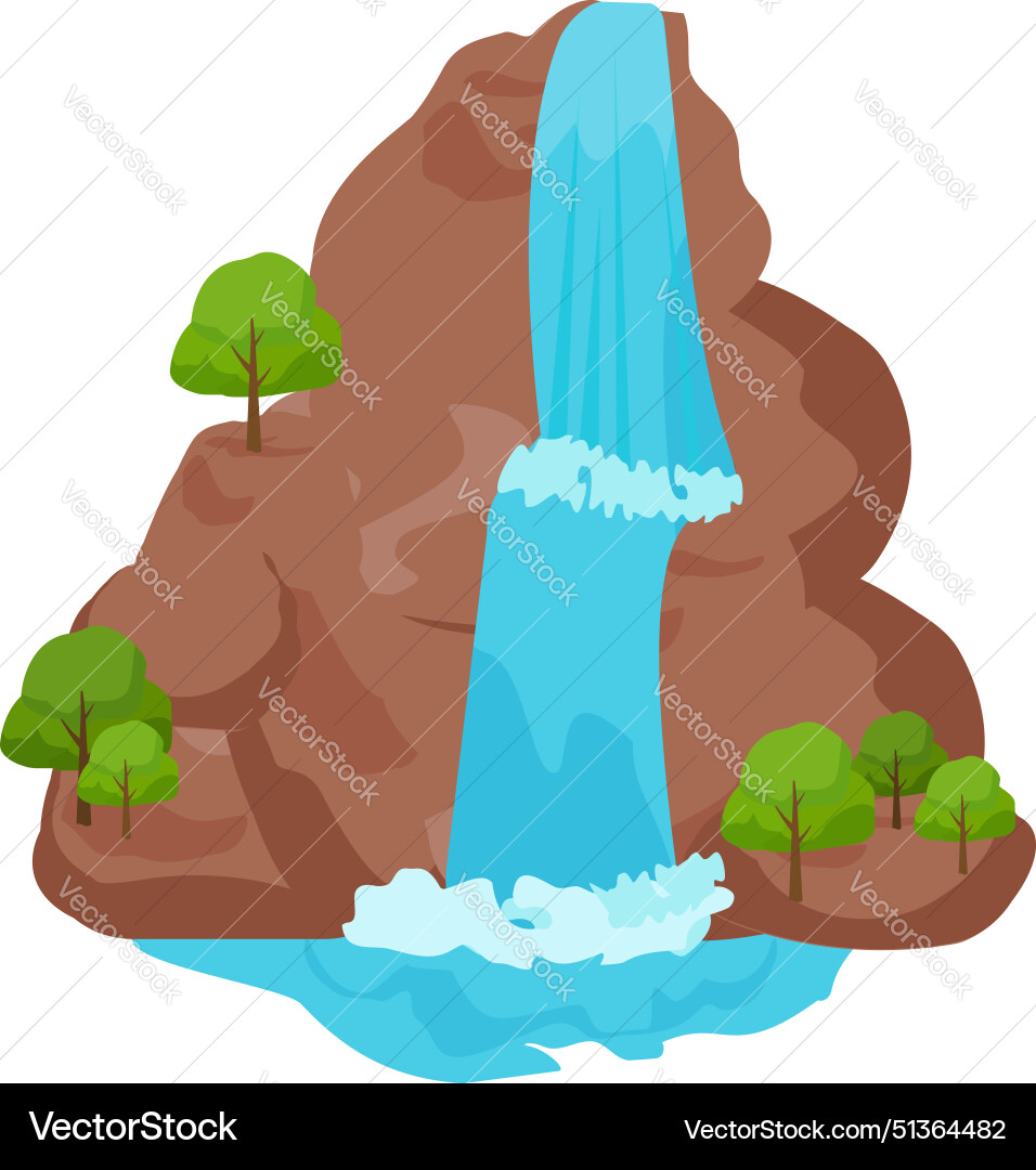 Flat design of a vibrant waterfall Royalty Free Vector Image