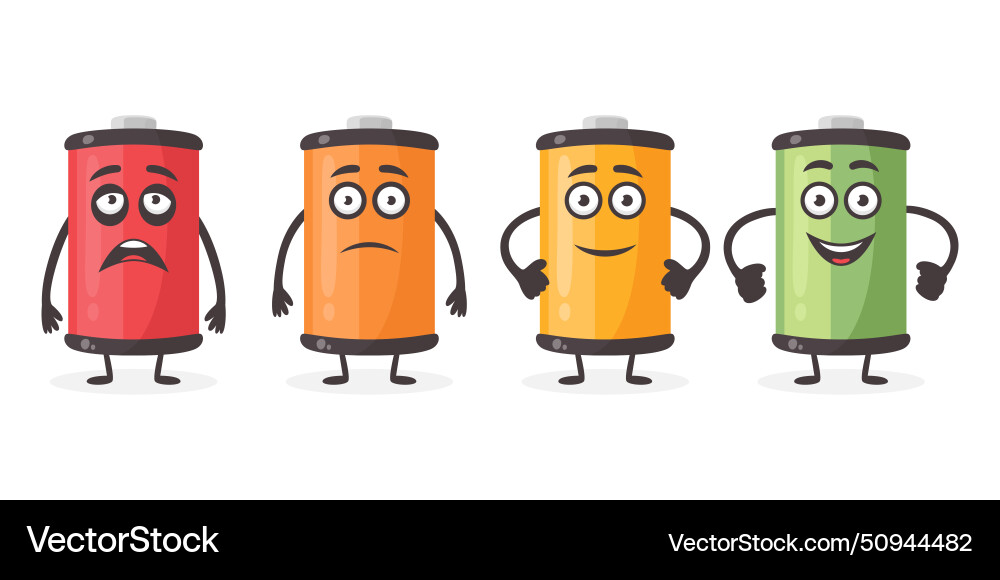 Low battery and full character set funny Vector Image