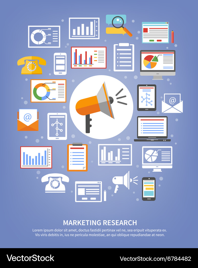 Marketing research icons Royalty Free Vector Image