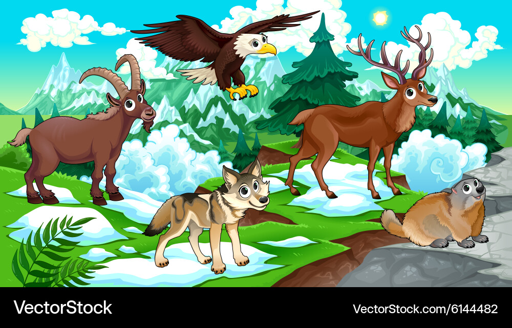 Mountain animals Royalty Free Vector Image - VectorStock