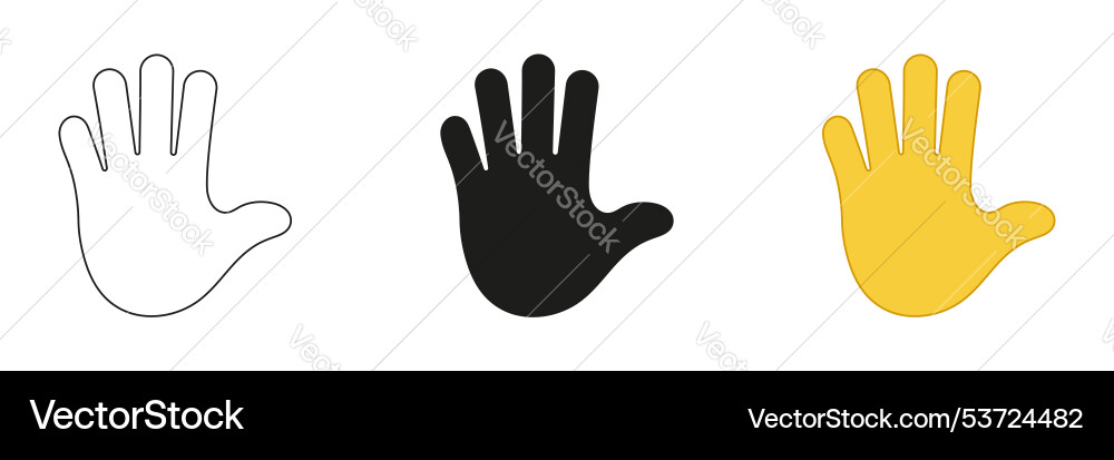 Open Hand Symbol Stopp Geste Emoji Symbol hoch Vektorbild
