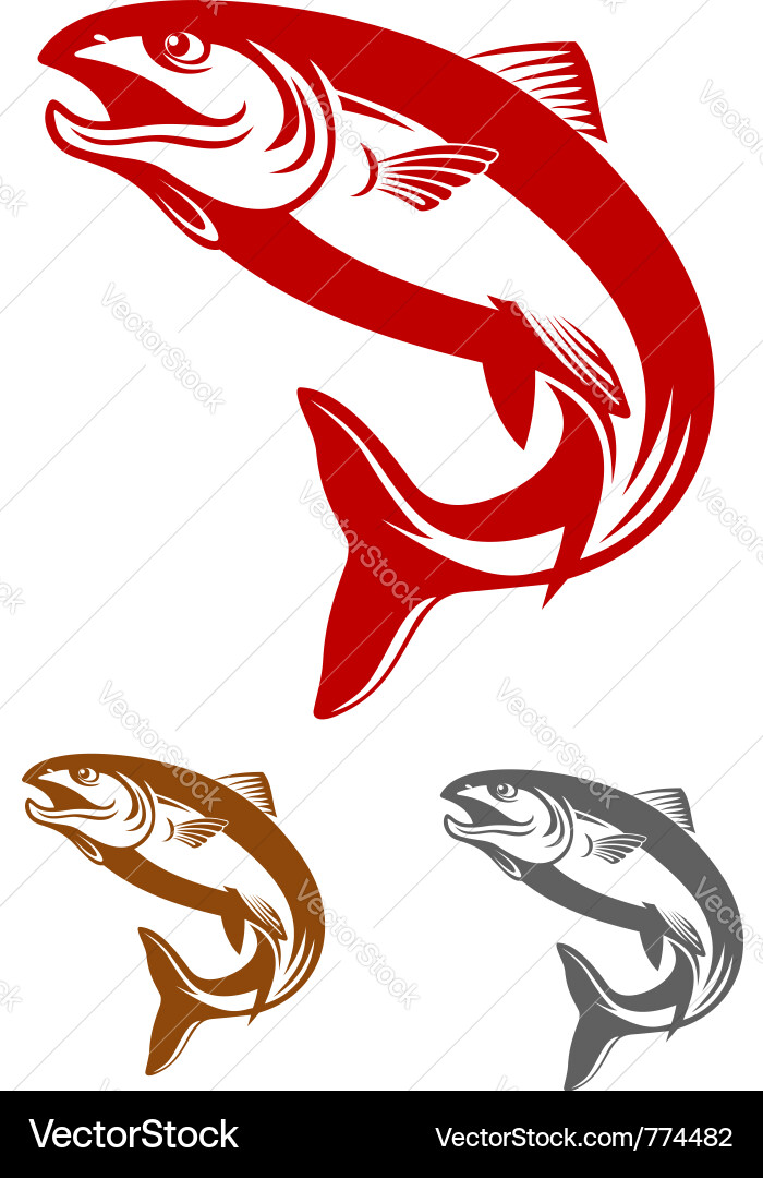 Jumping Fish Red Vector Images (over 950)