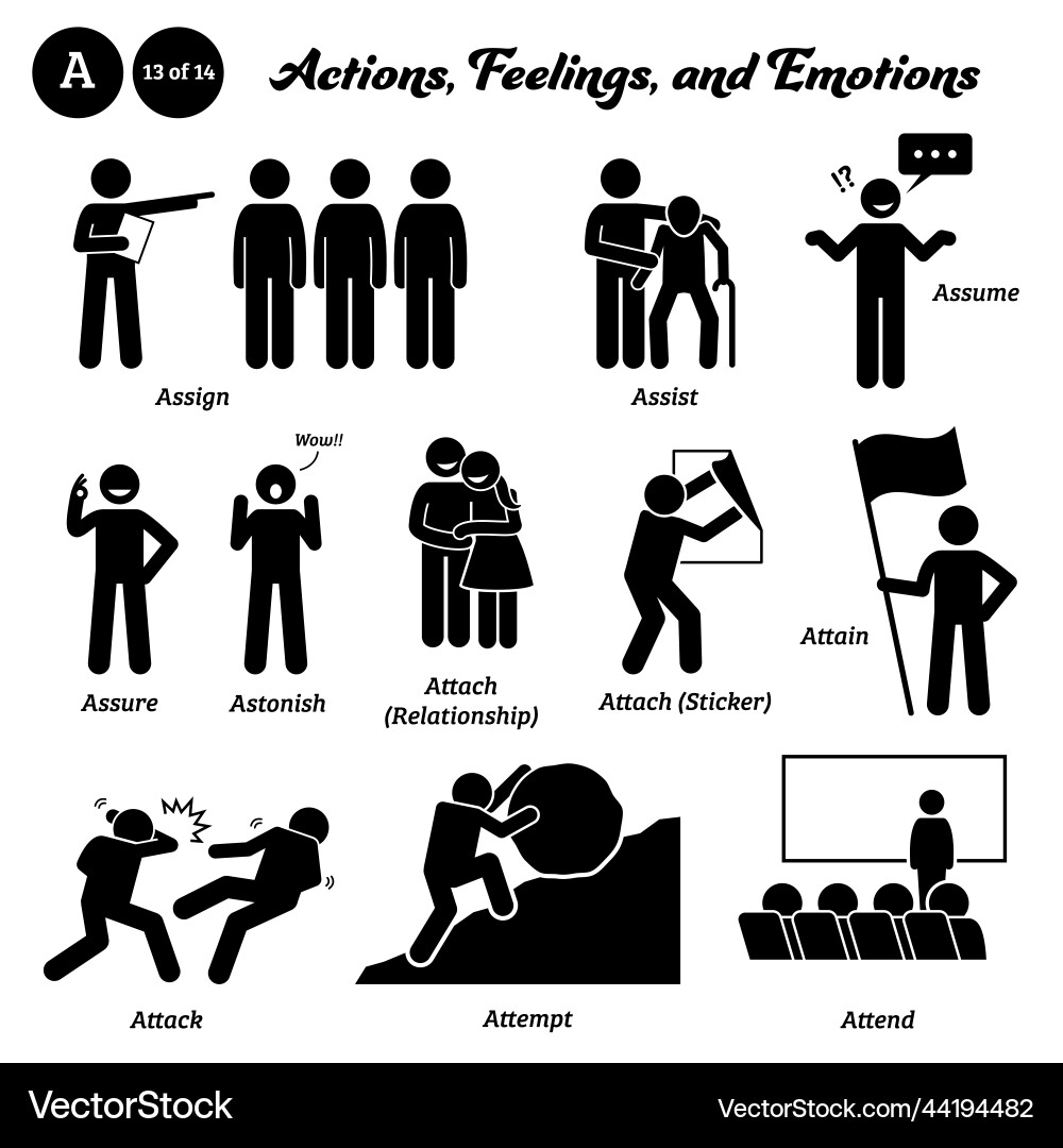 Stick Figures: Emotions and Actions Royalty Free Vector
