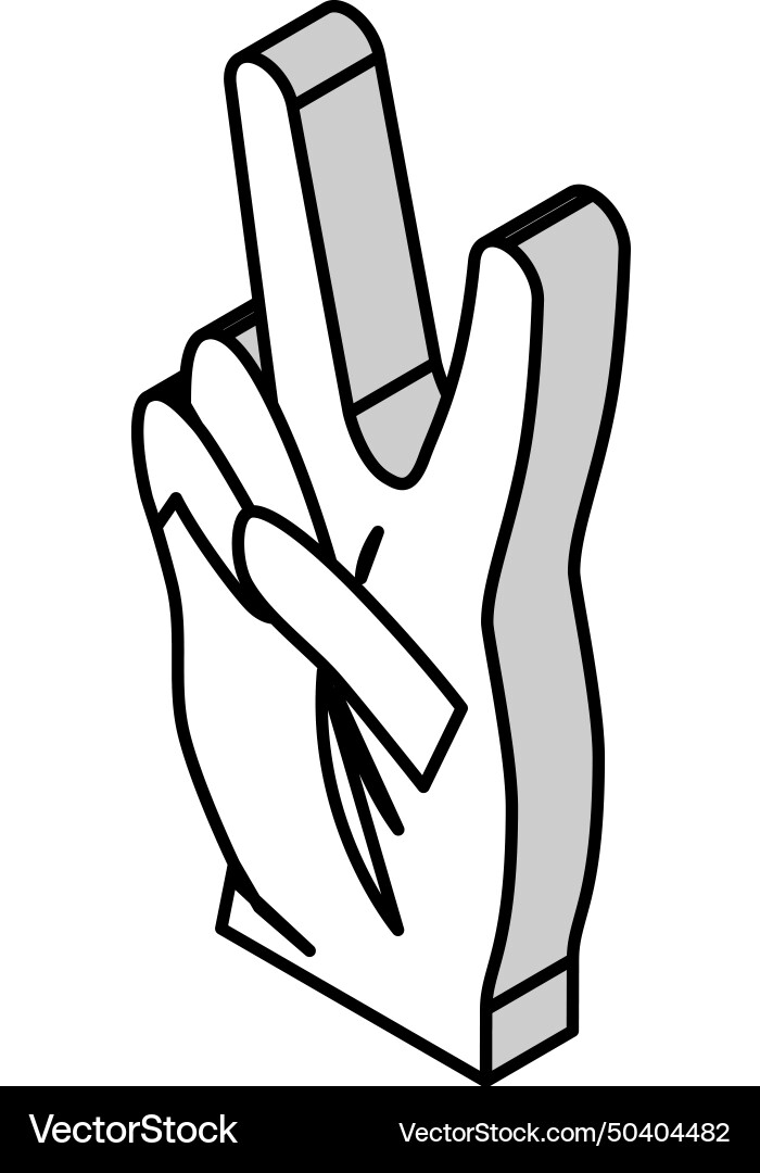 Two number hand gesture isometric icon Royalty Free Vector