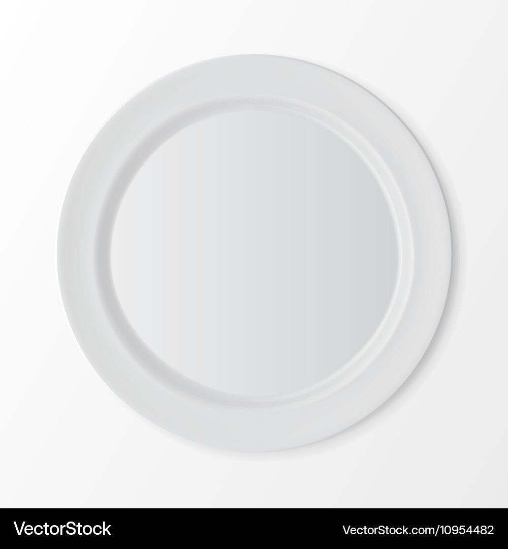 White flat round plate isolated on background Vector Image