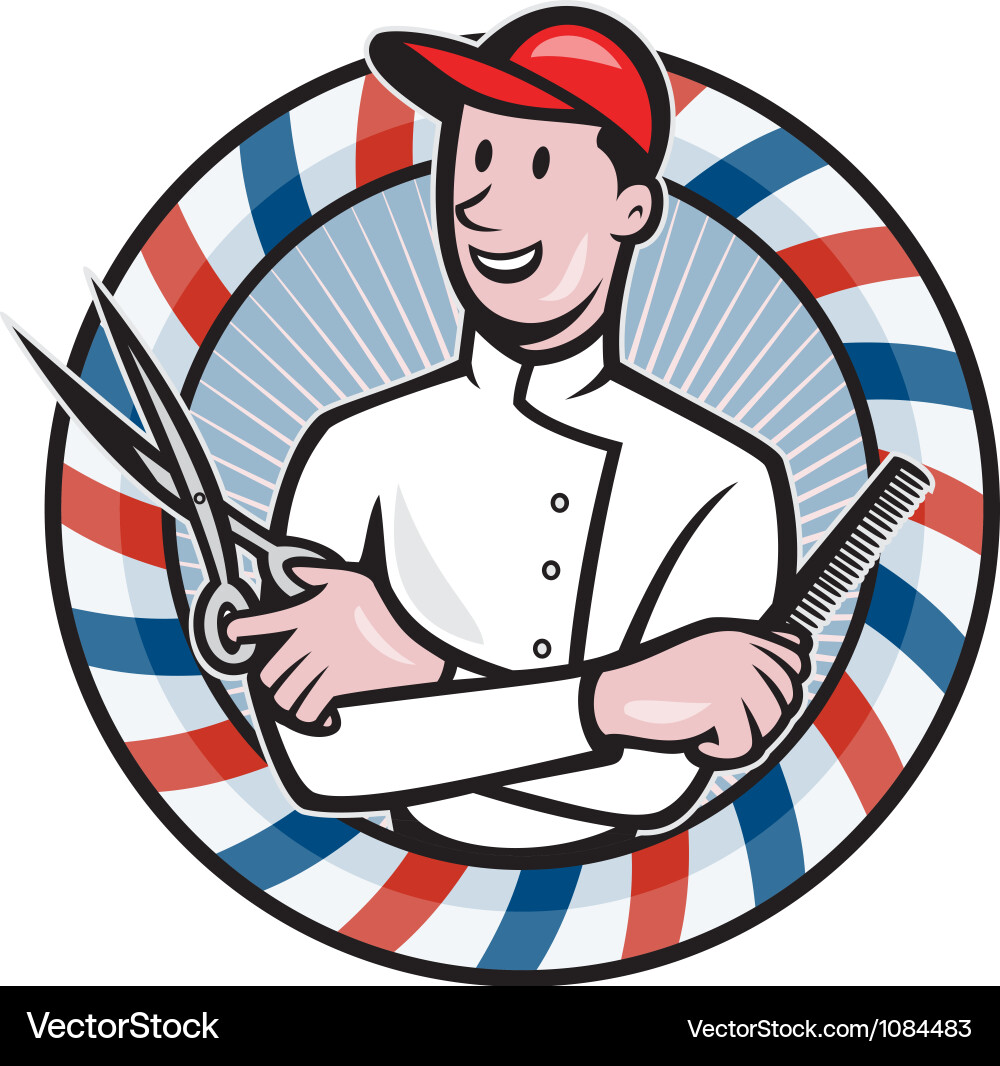 Barber with scissors and comb cartoon Royalty Free Vector