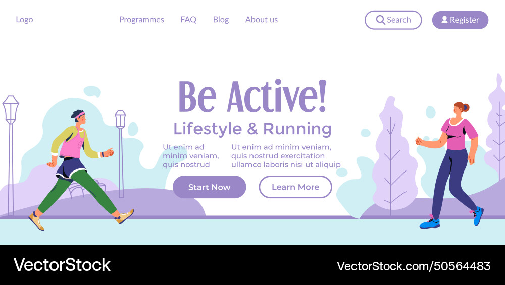 Be active lifestyle and running start now web Vector Image