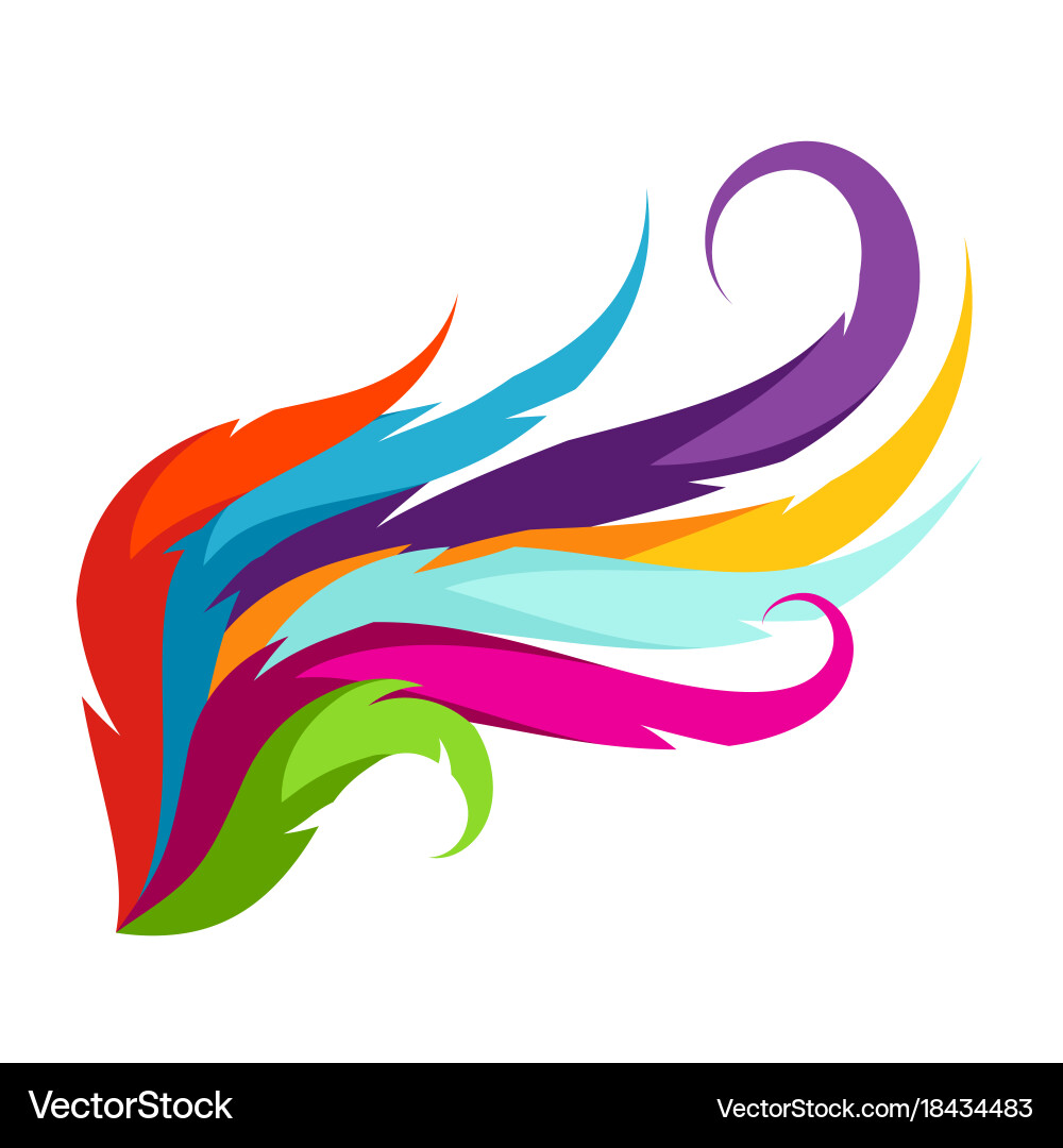 Colorful Feather Wing Motif Royalty Free Vector Image