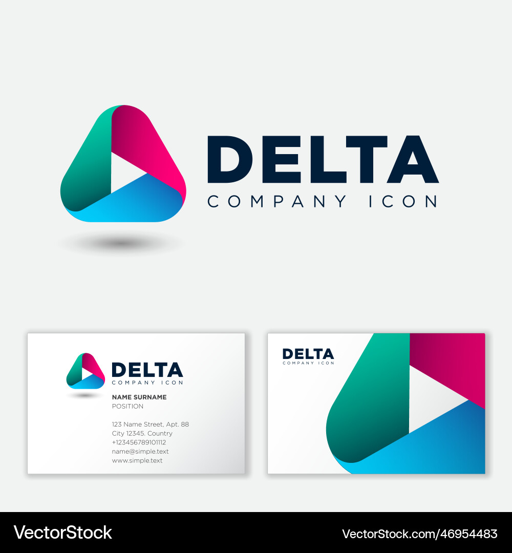 Delta logo three ribbons intertwined elements Vector Image