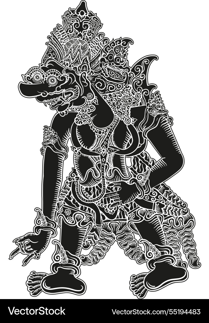 Dewa amral wayang kulit Royalty Free Vector Image